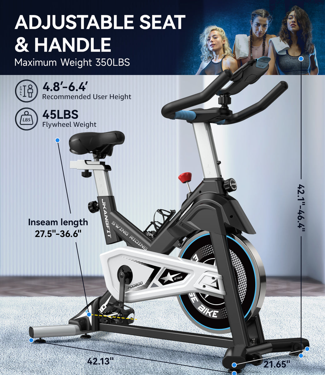 LNOW Magnetic Exercise Bike for Home Gym - 45 lbs Flywheel, 400 lbs We ...