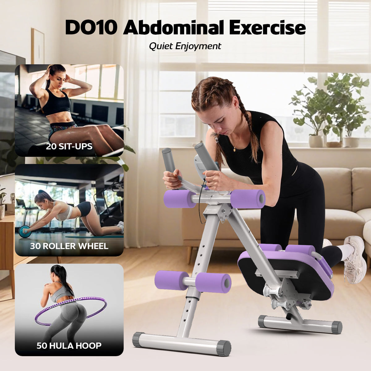 Lnow Adjustable Ab Machine, Foldable Ab Machine with LCD Monitor Ab Wo ...