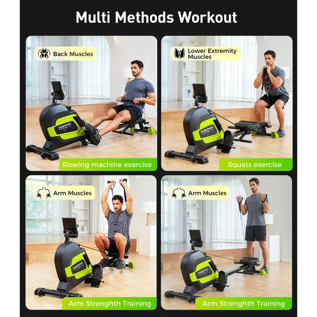 Pooboo Build-in Bluetooth 4in1 Magnetic Rowing Machines Rower Foldable ...