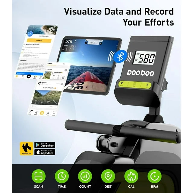 Pooboo Build-in Bluetooth 4in1 Magnetic Rowing Machines Rower Foldable ...